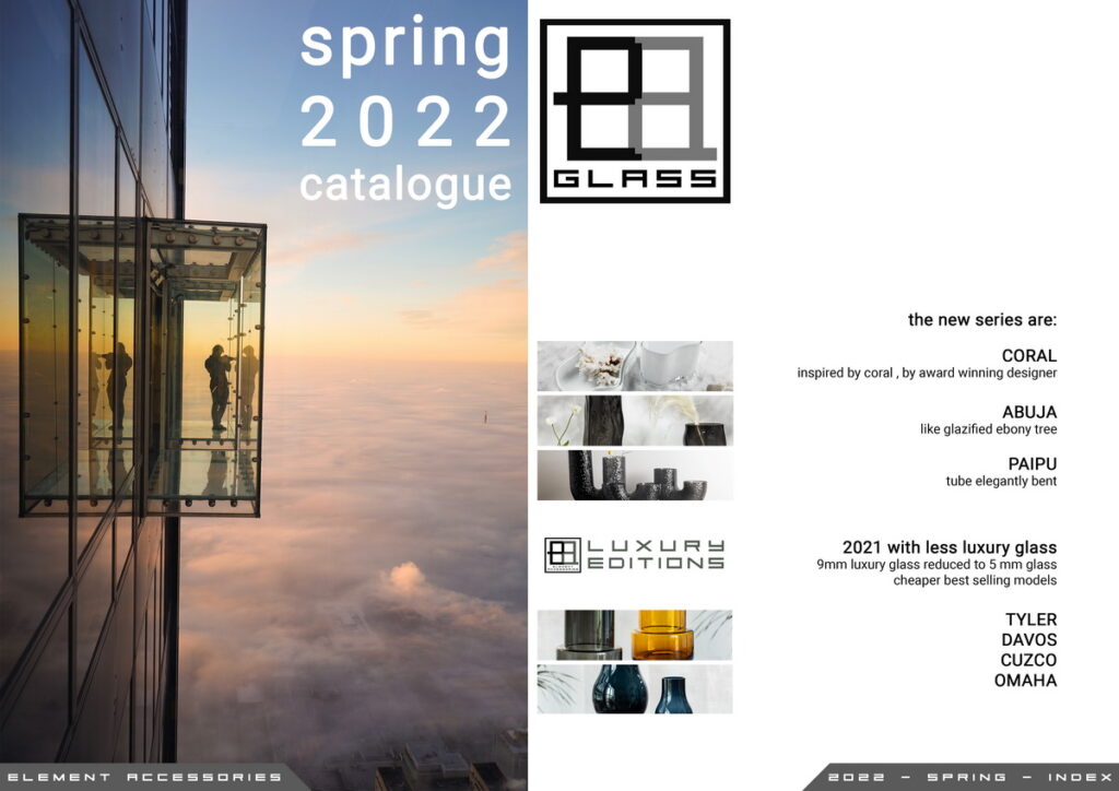 Spring 2022 catalogue of modern design glass vases online